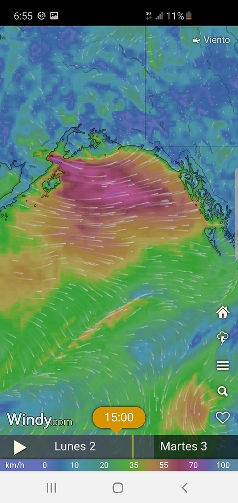 El hermoso mar de bering con vientos sostenidos de 70 kilómetros por hr ...